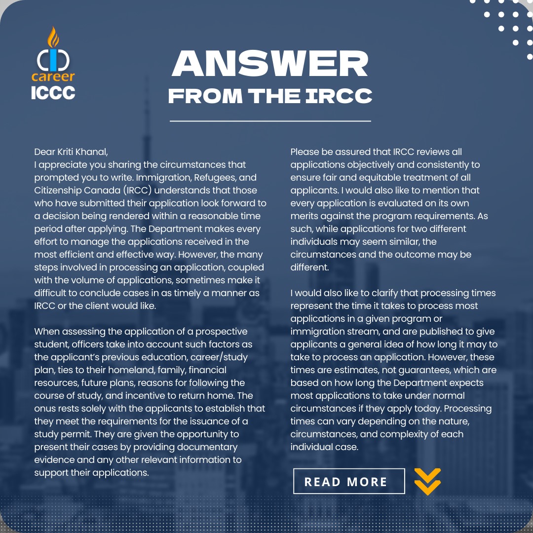Response from IRCC on Delayed Visa Decisions